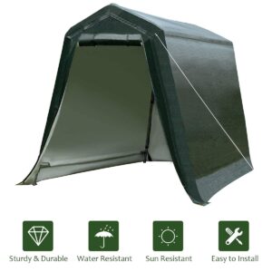 Tangkula 6 Ft x 8 Ft Outdoor Storage Shelter, Enclosed Carport Tent w/All-Steel Metal Frame and Waterproof Ripstop Cover, Outdoor Garage Tent with Sidewalls (6 Ft x 8 Ft)