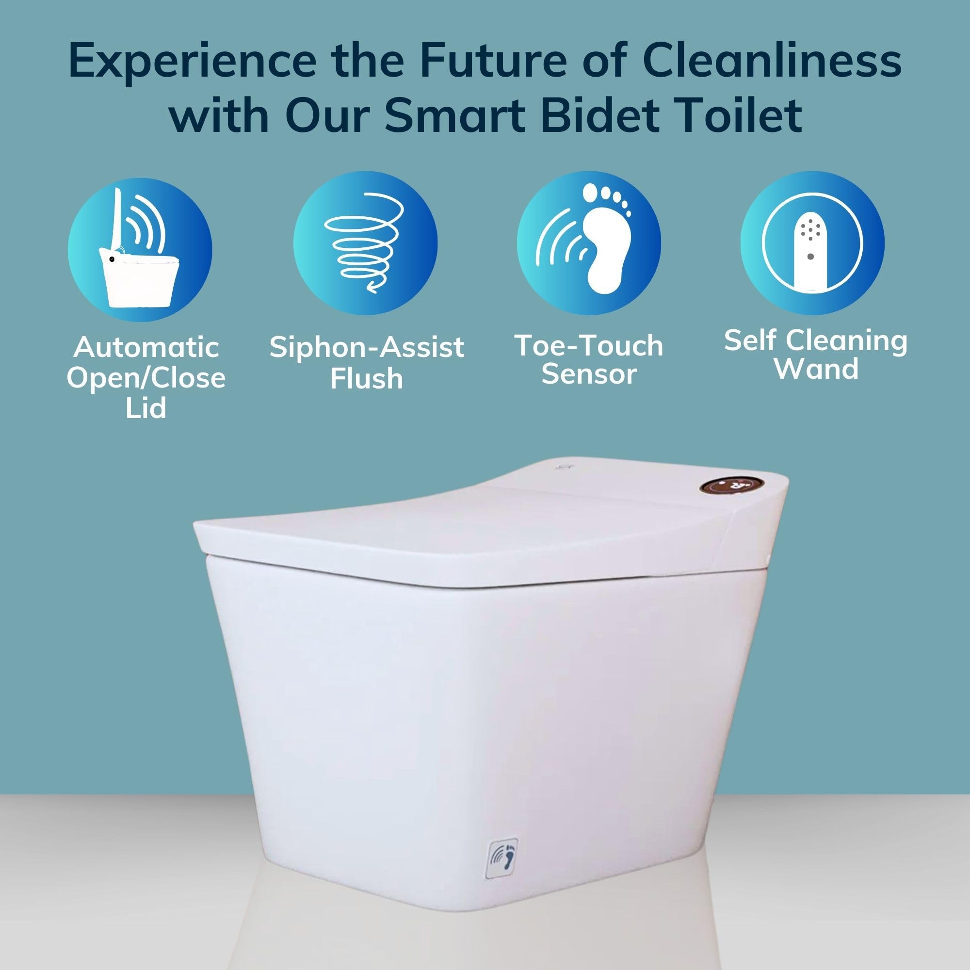 Trone Tahum Bidet Toilet Tankless Toilet with Heated Seat SyphonAssist Flush and Advanced Toe Touch Technology Smart Toilet for Bathroom