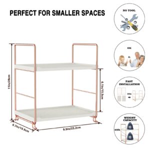 Desktop Cosmetics Storage Rack Rose Gold 2/3 Layers Bathroom Makeup Organizer Assembled Kitchen Seasoning Iron Storage Shelves (2-LAYERS)