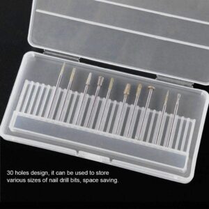 30 Holes Storage Box, Nail Art Drill Bits Storage Box Manicure Drill Bits Container Holder Display Case Organizer