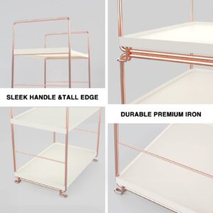 Desktop Cosmetics Storage Rack Rose Gold 2/3 Layers Bathroom Makeup Organizer Assembled Kitchen Seasoning Iron Storage Shelves (2-LAYERS)