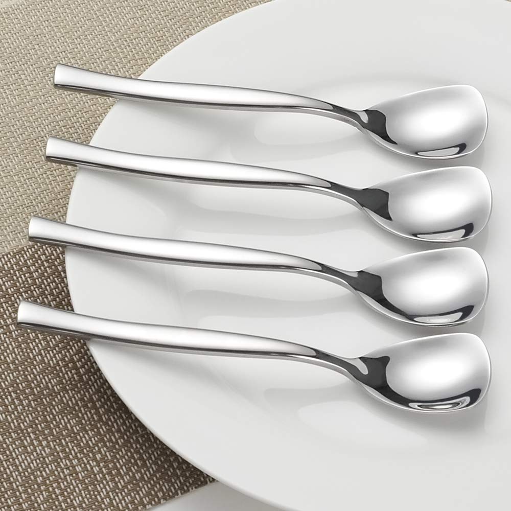 Qskely 12-Piece Stainless Steel Ice Cream Spoons, Yogurt Spoon