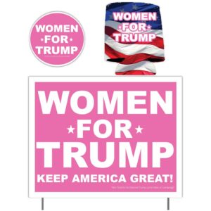 victorystore women for trump 2024 yard sign pink trump 2024 can cooler and pink trump 2024 decal, sign is printed 2 sided, includes stakes, 13454