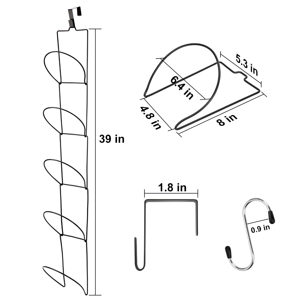 Livememory Hanging Hat Rack, Wig Rack Wigs Holder Hanger Wigs Storage for Door, Wall, Closet, Bathroom, 10pack (Black)