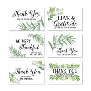 24 greenery wedding thank you cards with envelopes wedding thank you from the new mr and mrs cards - mr and mrs thank you cards wedding with envelopes, bride thank you wedding cards with envelopes