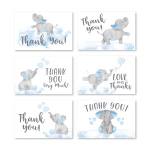 hadley designs 24 blue elephant baby shower thank you cards boy baby shower thank you cards - elephant baby shower thank you cards with envelopes baby boy thank you cards