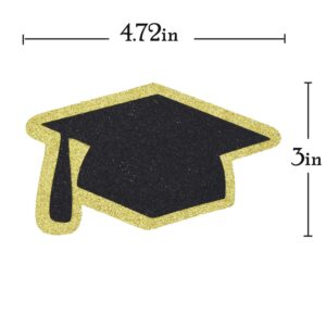 Grad Caps Glitter Confetti for Graduation Party Decorations Congrats Grad Table Decor Class of 2024 High School College Graduation Party Supplies 5.5 inches 12pcs (Gold & Black)