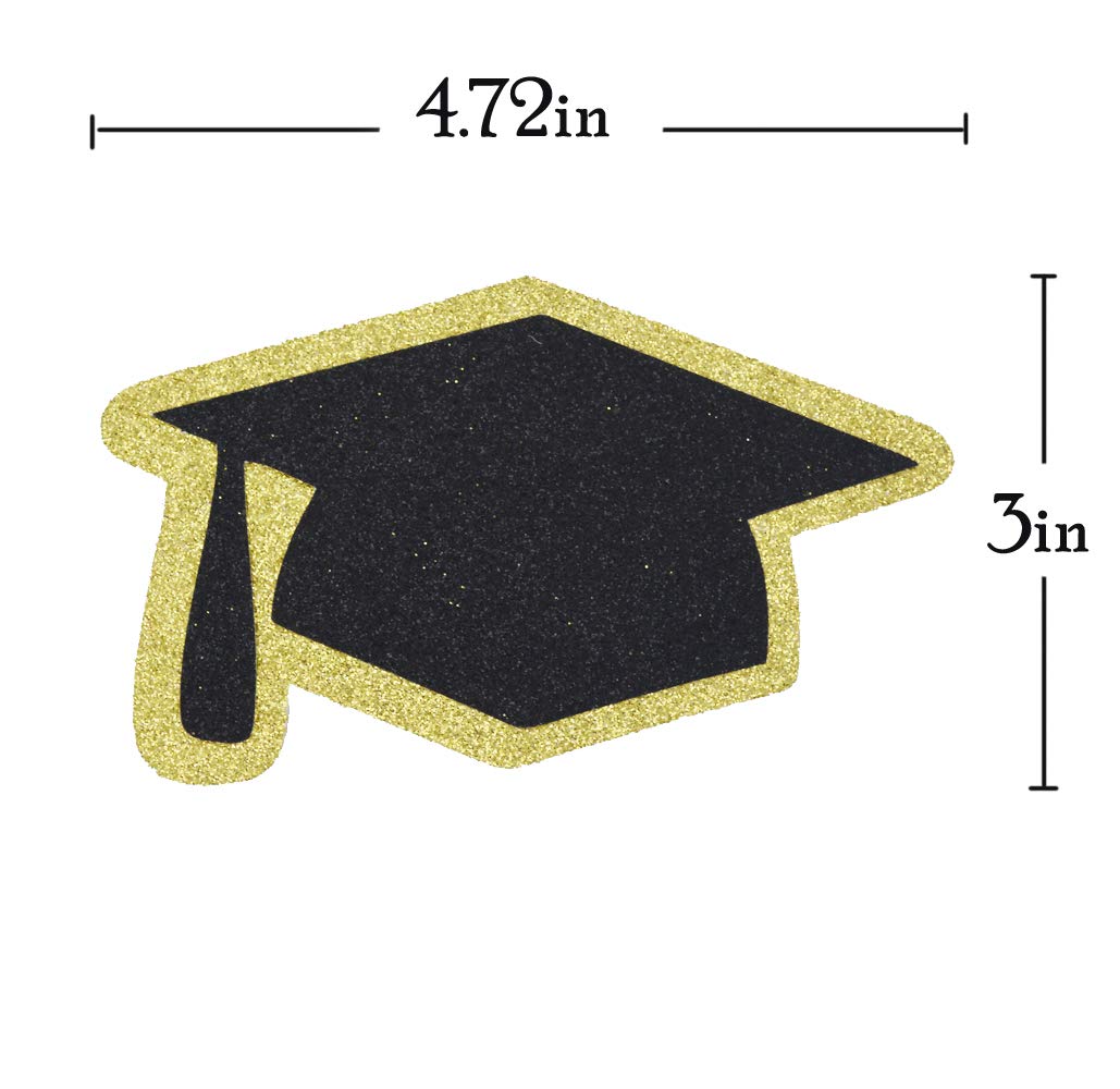 Grad Caps Glitter Confetti for Graduation Party Decorations Congrats Grad Table Decor Class of 2024 High School College Graduation Party Supplies 5.5 inches 12pcs (Gold & Black)