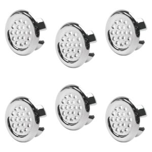 mromax 6pcs sink basin trim overflow cover plastic kitchen sink cap round mesh shape insert in hole cover remplacement for bathroom vessel kitchen basin vanity sink silver