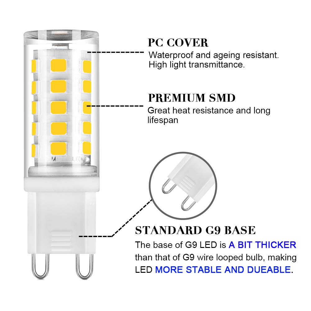 SumVibe G9 LED Light Bulb, 4W, 40W Halogen Equivalent, Daylight White 6000K, Non-Dimmable, 12-Pack