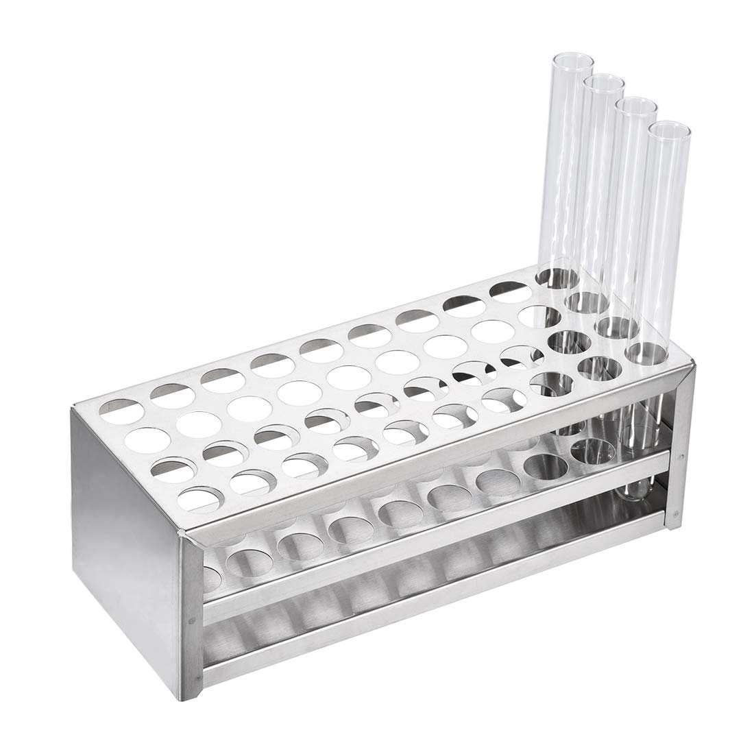 uxcell 304 Stainless Steel Test Tube Holder Lab Stand Rack 40 Hole 3 Layer for 15-18mm Tubes