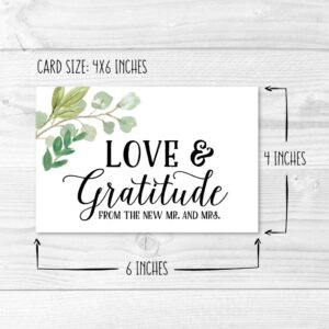 24 Greenery Wedding Thank You Cards With Envelopes Wedding Thank You From The New Mr And Mrs Cards - Mr And Mrs Thank You Cards Wedding With Envelopes, Bride Thank You Wedding Cards With Envelopes