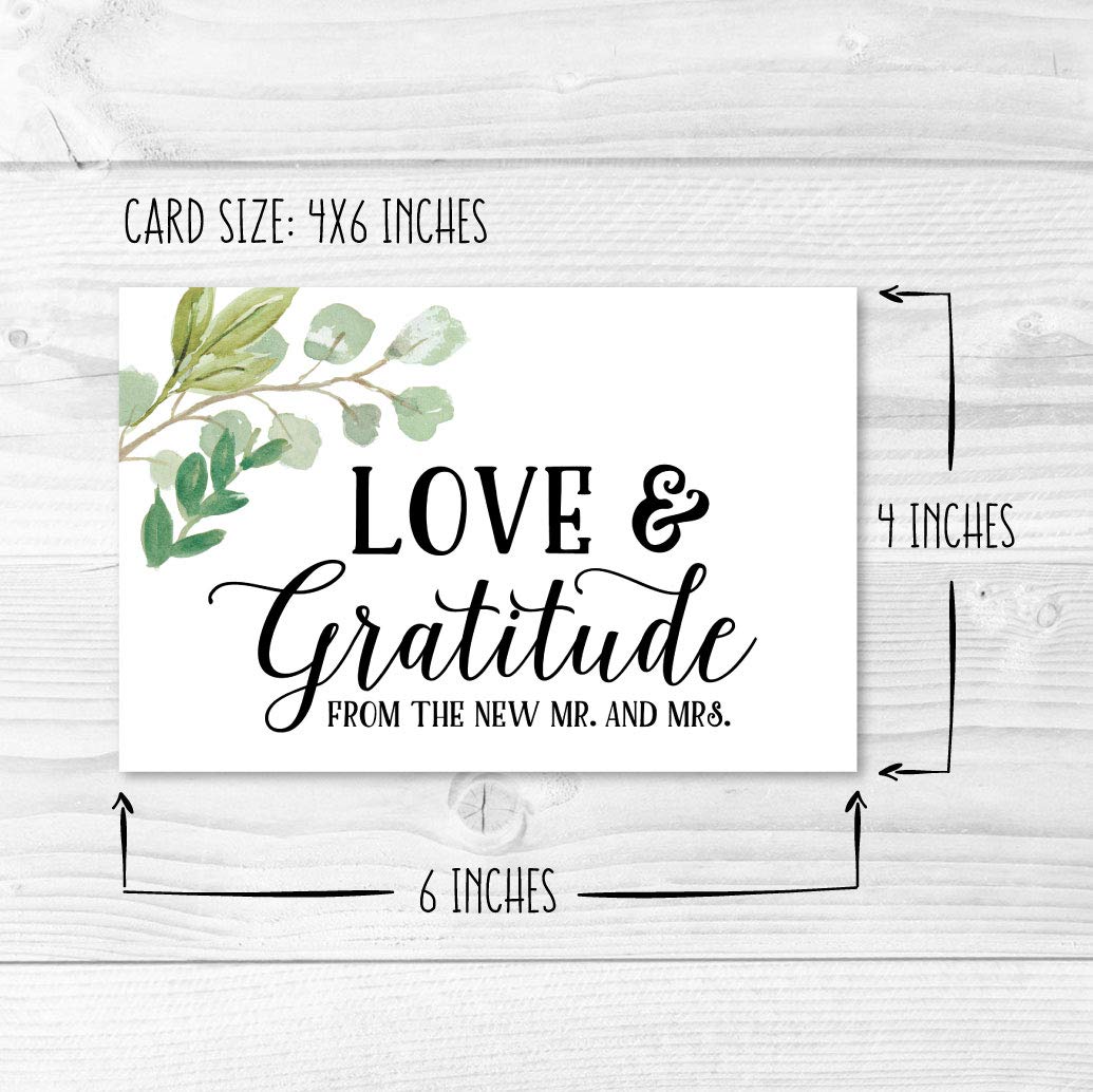 24 Greenery Wedding Thank You Cards With Envelopes Wedding Thank You From The New Mr And Mrs Cards - Mr And Mrs Thank You Cards Wedding With Envelopes, Bride Thank You Wedding Cards With Envelopes