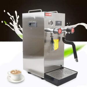 ranzhix espresso machine 110v electric automatic steam boiling water frothing machine led display commercial heat water coffee milk tea frother foam machine (stainless steel)