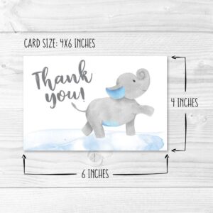 Hadley Designs 24 Blue Elephant Baby Shower Thank You Cards Boy Baby Shower Thank You Cards - Elephant Baby Shower Thank You Cards With Envelopes Baby Boy Thank You Cards