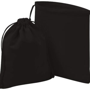 DR Black Cotton Drawstring Bags for Storage, Wardrobe, Travel and Household Organization (8 x 10 inch - 12 pack)