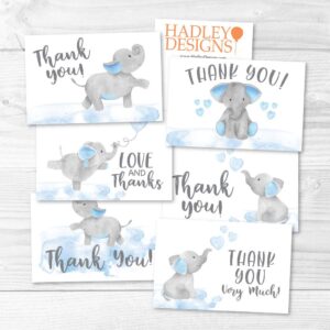 Hadley Designs 24 Blue Elephant Baby Shower Thank You Cards Boy Baby Shower Thank You Cards - Elephant Baby Shower Thank You Cards With Envelopes Baby Boy Thank You Cards