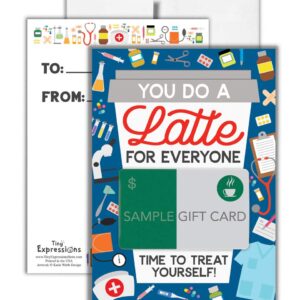 Tiny Expressions – Medical Appreciation Coffee Gift Card Holders (4 Pack) | Set of 4 with Envelopes | Hospital Themed 5"x7" Gifts for Nurses, Doctors, Medical Assistants & Employees | Made in USA