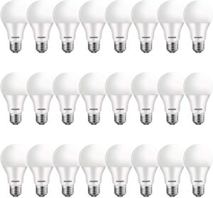 energetic lighting 24 pack a19 led light bulbs 60 watts equivalent, 5000k daylight, e26 medium base, 750 lumens, non-dimmable, ul listed