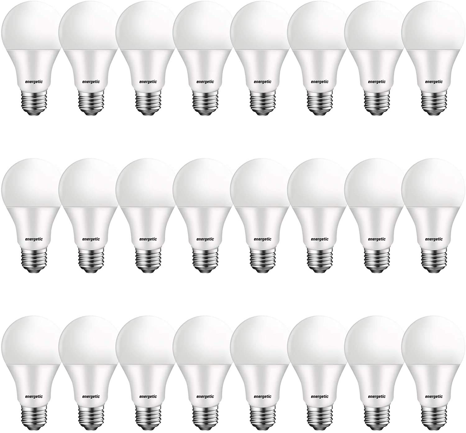 Energetic Lighting 24 Pack A19 LED Light Bulbs 60 Watts Equivalent, 5000K Daylight, E26 Medium Base, 750 Lumens, Non-dimmable, UL Listed