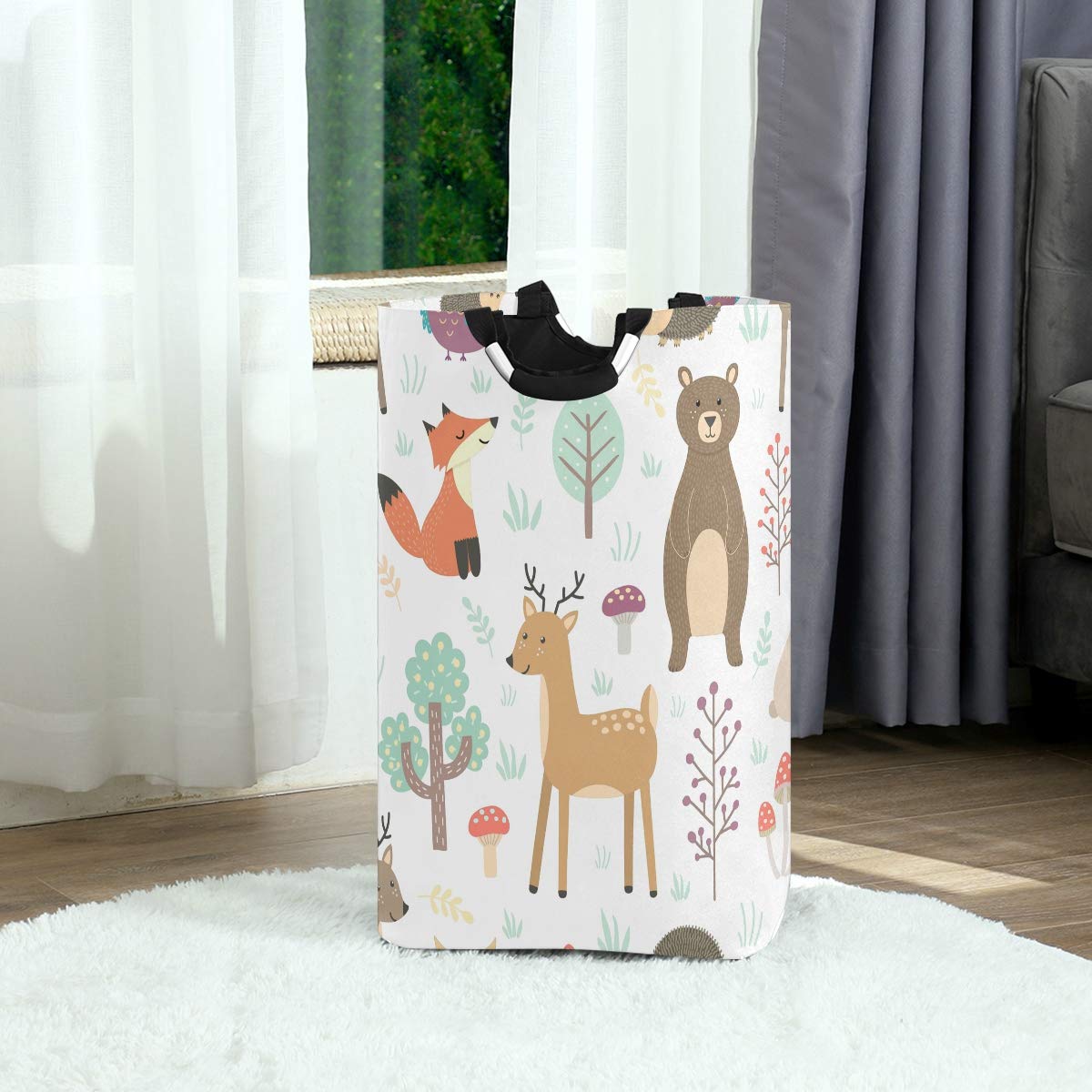 OREZI Cute Fox Animals Laudry Basket,Waterproof and Foldable Laundry Hamper for Storage Dirty Clothes Toys in Bedroom, Bathroom Dorm Room