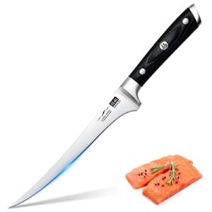 SHAN ZU Fillet Knife 7 inch- Edge Deboning Fish and Meat Boning Knife, Professional Super Sharp Fish Knife Made of German Stainless Steel Boning Knife with Full Tang Handle