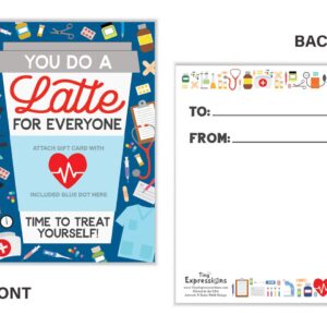 Tiny Expressions – Medical Appreciation Coffee Gift Card Holders (4 Pack) | Set of 4 with Envelopes | Hospital Themed 5"x7" Gifts for Nurses, Doctors, Medical Assistants & Employees | Made in USA