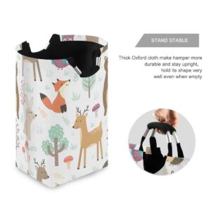 OREZI Cute Fox Animals Laudry Basket,Waterproof and Foldable Laundry Hamper for Storage Dirty Clothes Toys in Bedroom, Bathroom Dorm Room