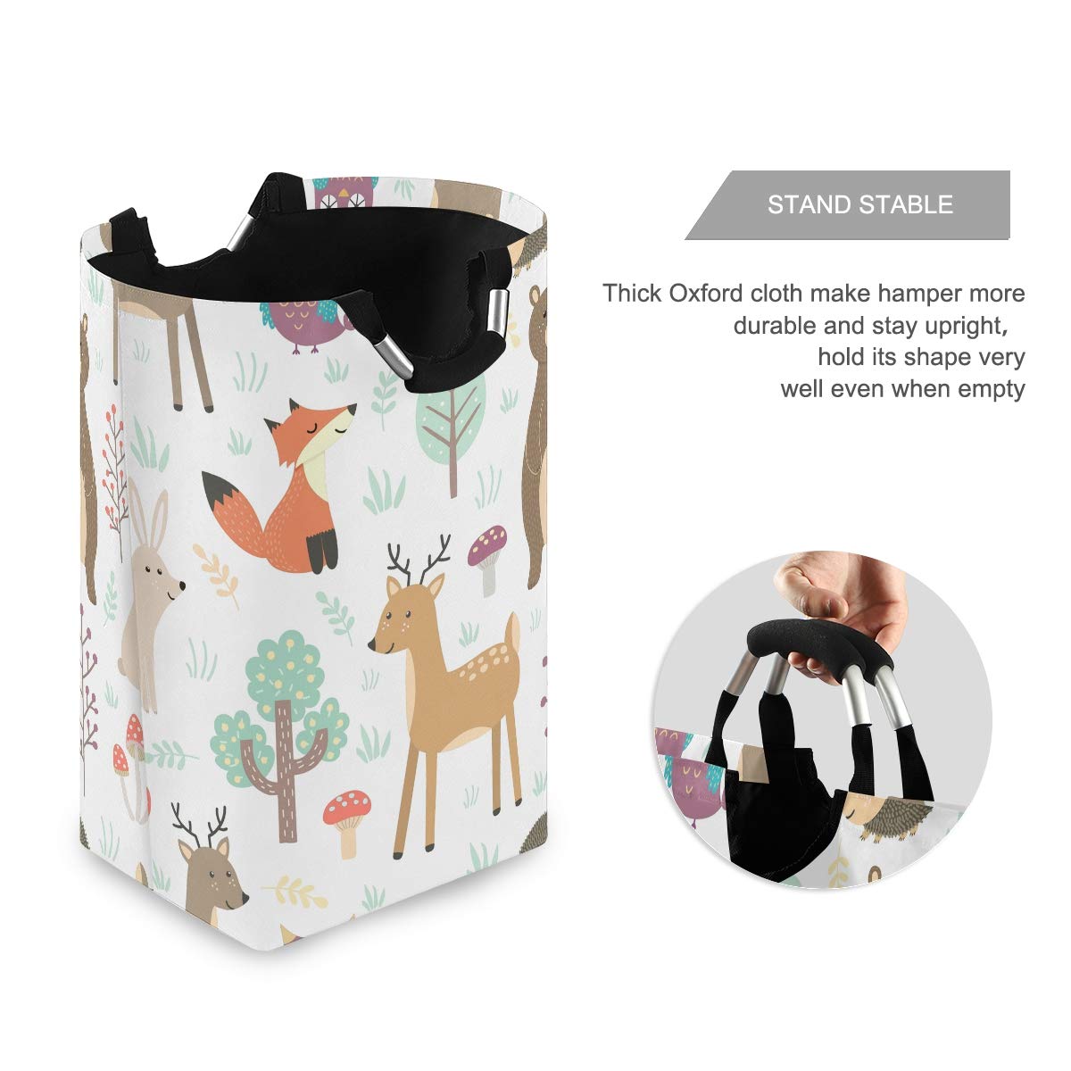 OREZI Cute Fox Animals Laudry Basket,Waterproof and Foldable Laundry Hamper for Storage Dirty Clothes Toys in Bedroom, Bathroom Dorm Room