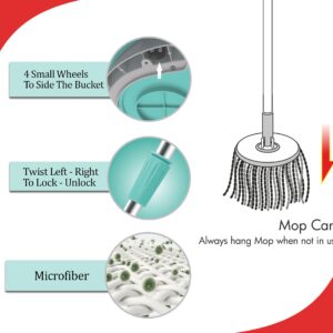 Spotzero Mop and Bucket with Wringer Set for Floor Cleaning with Wheels, 2 Microfiber Refills included, Extendable Handle, 360 Spinning System, (trapeadores con cubeta giratoria 360) Maxx Spin Mop