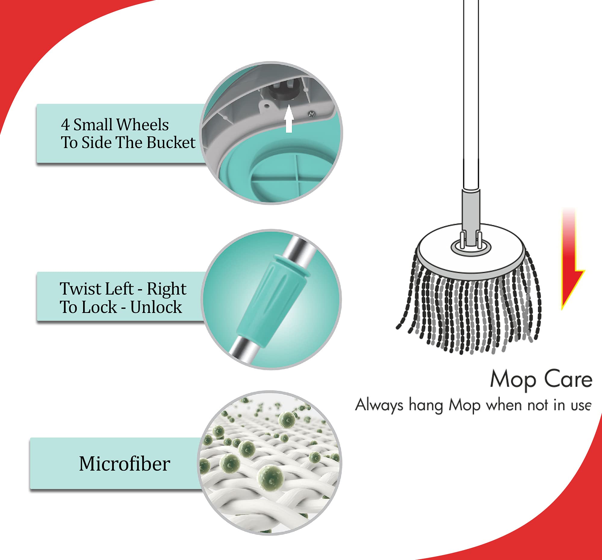 Spotzero Mop and Bucket with Wringer Set for Floor Cleaning with Wheels, 2 Microfiber Refills included, Extendable Handle, 360 Spinning System, (trapeadores con cubeta giratoria 360) Maxx Spin Mop