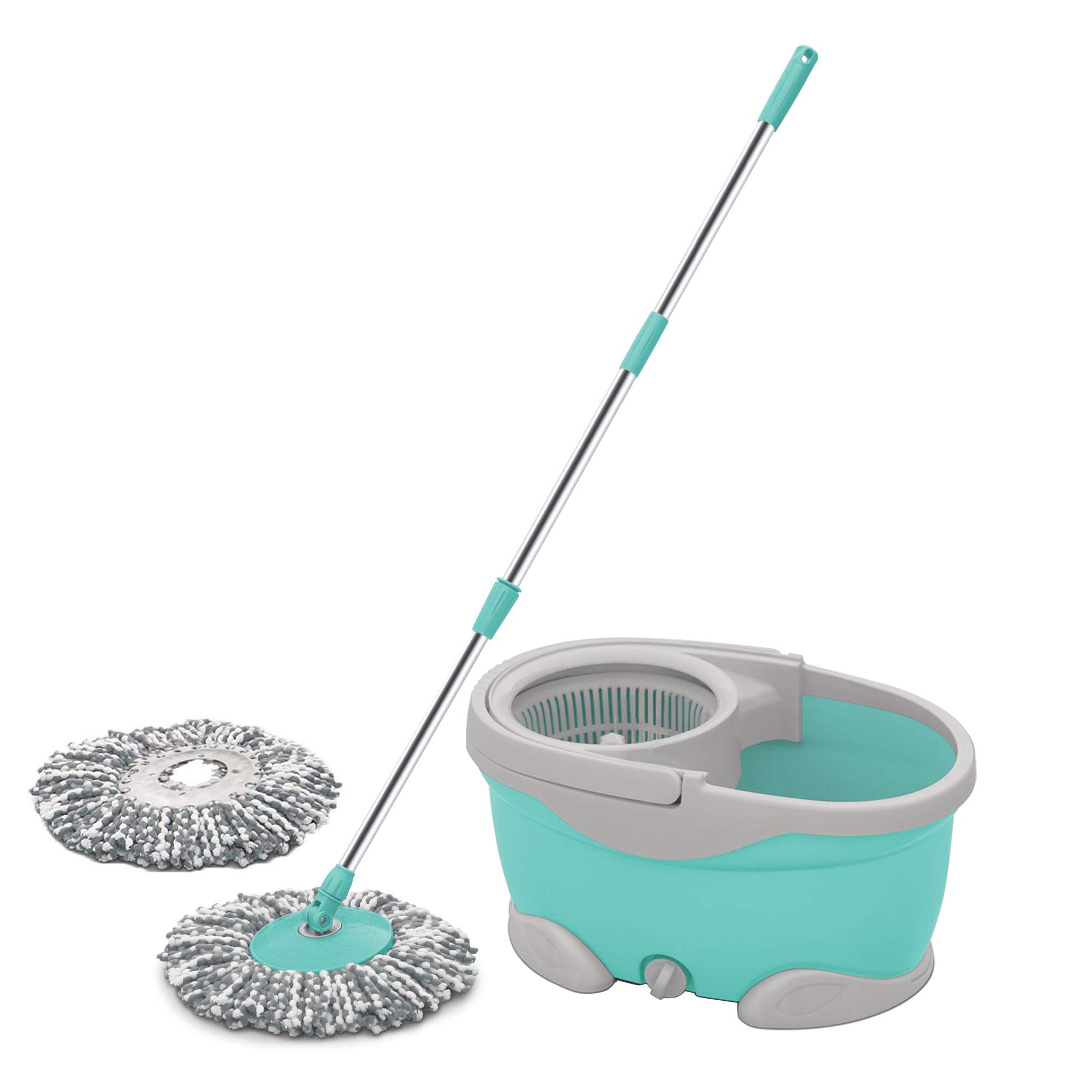 Spotzero Mop and Bucket with Wringer Set for Floor Cleaning with Wheels, 2 Microfiber Refills included, Extendable Handle, 360 Spinning System, (trapeadores con cubeta giratoria 360) Maxx Spin Mop