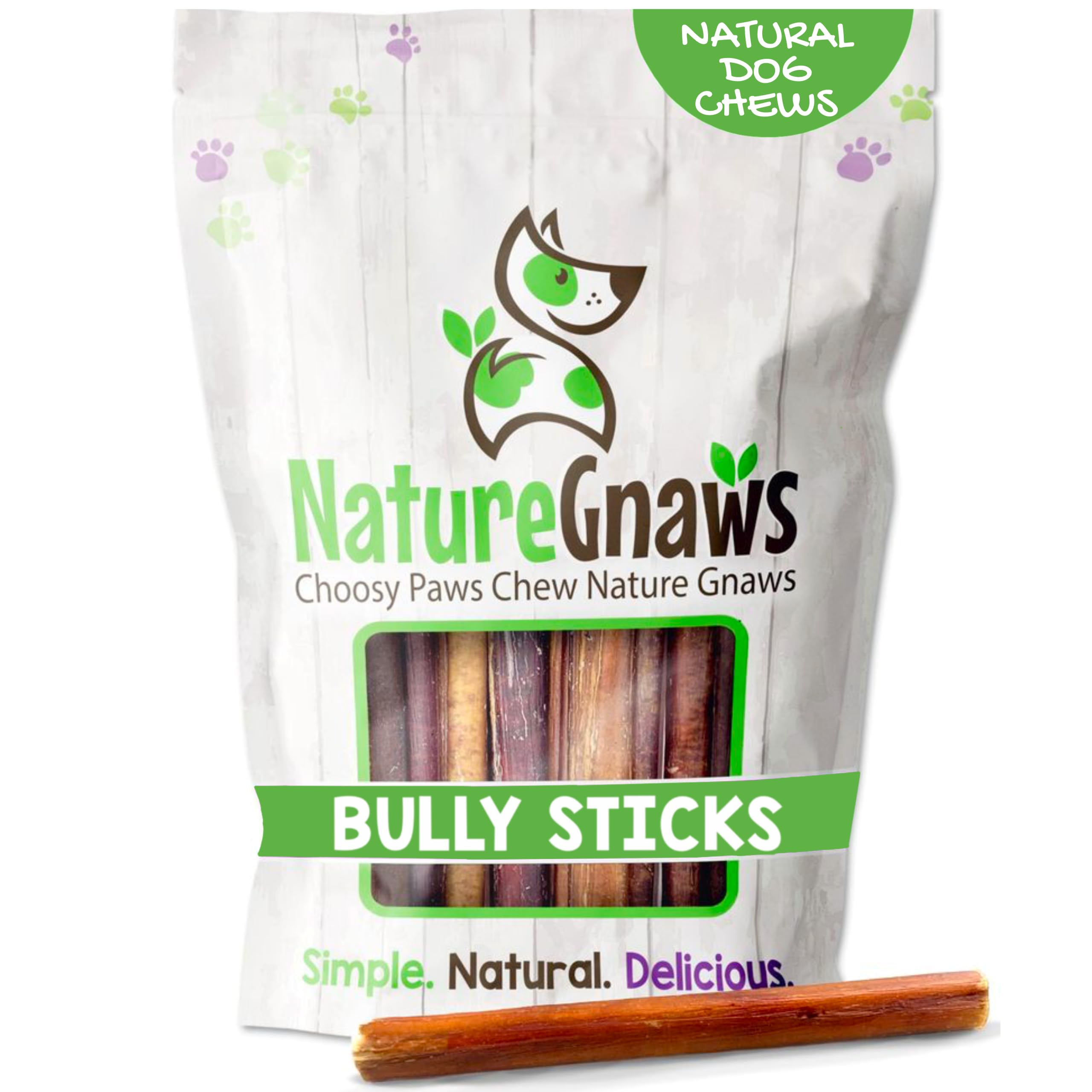 Nature Gnaws Bully Sticks for Dogs 5-6" (1Lb) - Mixed Thickness - Long Lasting for Aggressive Chewers and Large Dogs - Natural Beef Dog Chew Bones