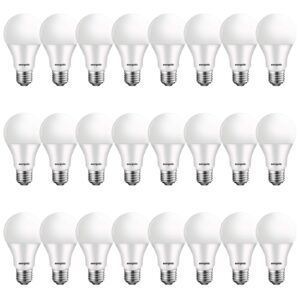 energetic lighting 24 pack led bulbs 60 watt a19, warm white 3000k, e26 medium base led light bulbs, 750 lumens, non-dimmable, ul listed