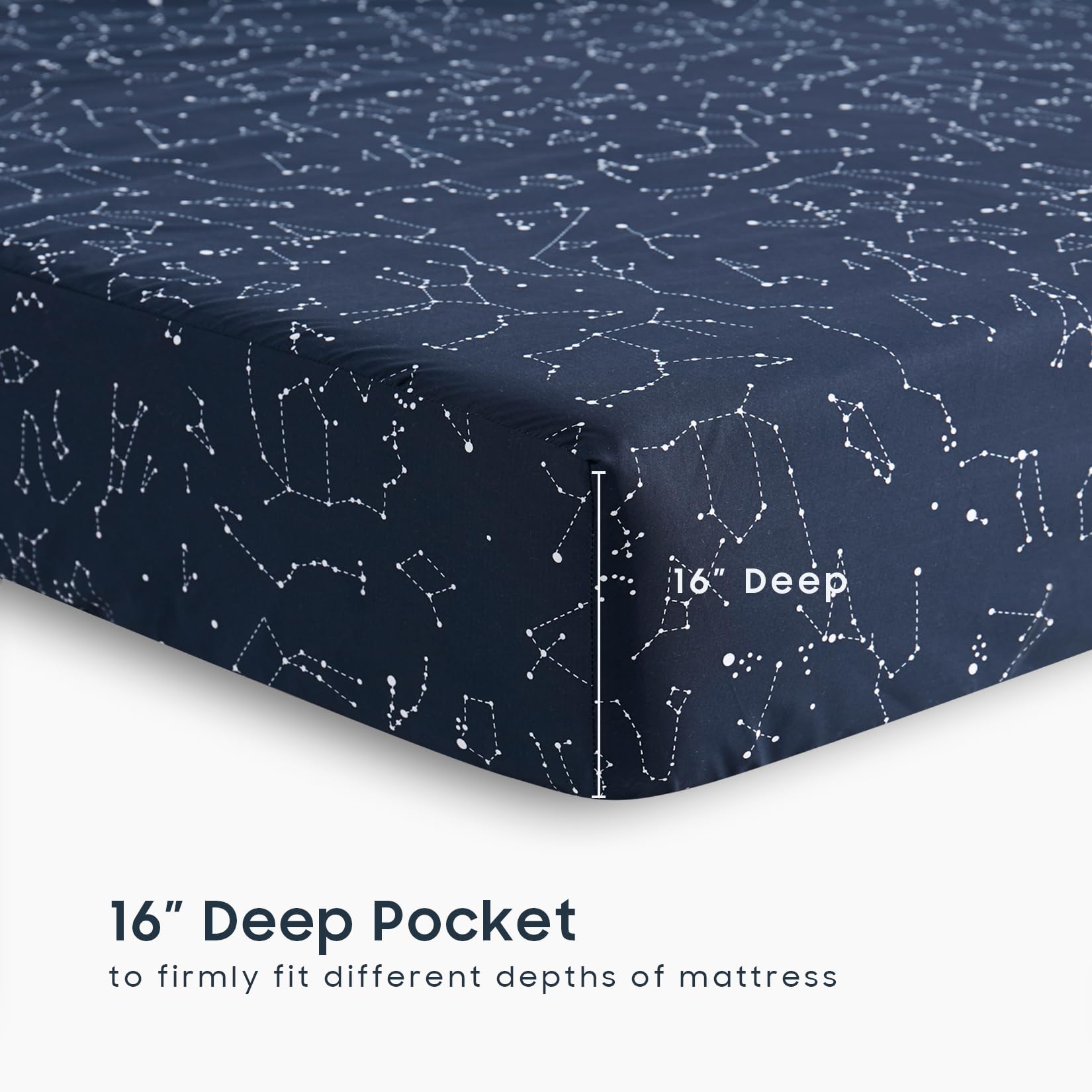 Wake In Cloud - Constellation Bed Sheets, 4-Piece Sheet Set, Celestial Space Witchy Star Galaxy Astrology, Soft Microfiber Deep Pocket Bedding, Navy Blue, Twin Size