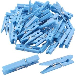 jdesun 50 pieces photo clips,mini plastic picture paper clip clothespins peg for office,home,arts(blue)