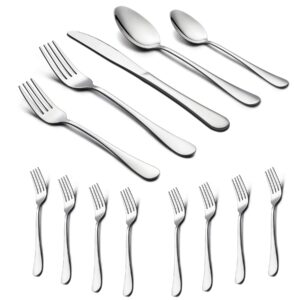 lianyu 48-piece silverware set with extra forks, stainless steel flatware cutlery set for 8, eating utensils tableware, dishwasher safe, mirror finish