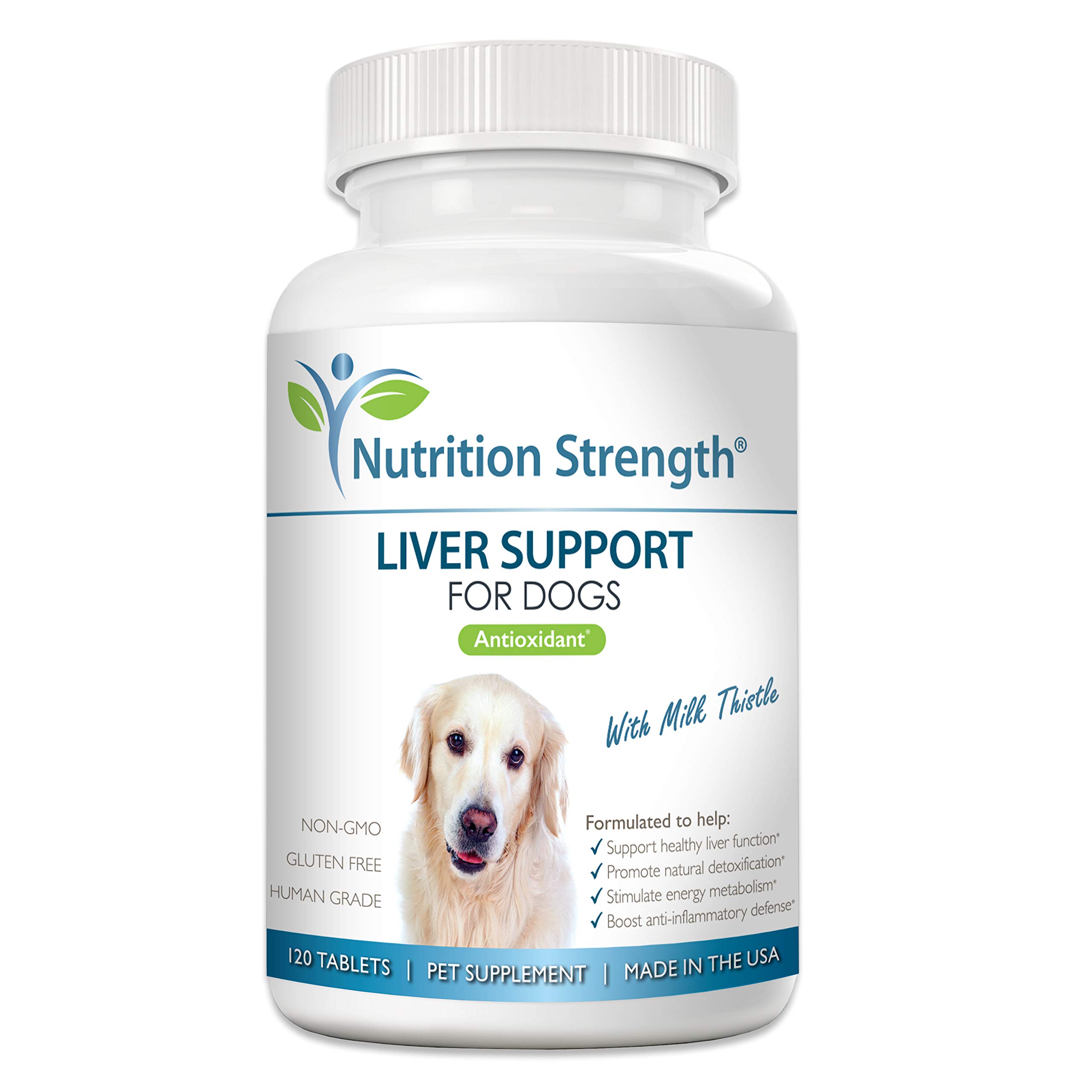 Nutrition Strength Liver Support for Dogs to Promote Natural Detoxification, with Milk Thistle for Dogs, Dandelion Root, Yellow Dock, Nettle Root, St. John's Wort & Coenzyme Q10, 120 Chewable Tablets