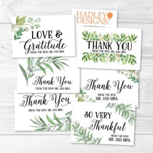 24 Greenery Wedding Thank You Cards With Envelopes Wedding Thank You From The New Mr And Mrs Cards - Mr And Mrs Thank You Cards Wedding With Envelopes, Bride Thank You Wedding Cards With Envelopes