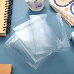 50 Pack Clear Plastic Boxes Transparent Crystal Boxes Greeting Card Photo Storage Cases Fold Design Protects Boxes (A2: 4.53 x 1.02 x 5.91 Inch)