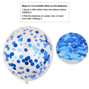 Birthday Decorations Blue and Gold for men,Happy Birthday Banner White, Blue Balloons and Gold Confetti Balloons Hanging Swirls, Glitter Circle Dots for Boy's Birthday Party, Baby Shower Adults Party