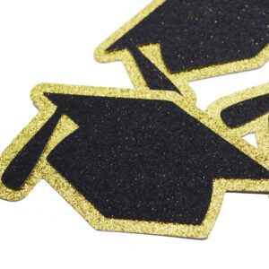 Grad Caps Glitter Confetti for Graduation Party Decorations Congrats Grad Table Decor Class of 2024 High School College Graduation Party Supplies 5.5 inches 12pcs (Gold & Black)