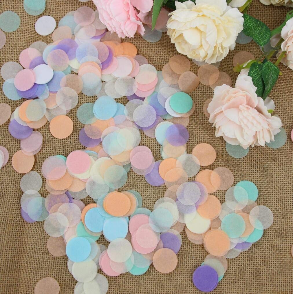 Mybbshower 1 Inch Pastel Tissue Paper Table Confetti Dots for Baby Shower Gender Reveal Birthday Party Decorations 2 oz