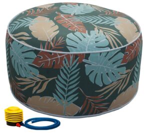 kozyard inflatable stool ottoman used for indoor or outdoor, kids or adults, camping or home (leaf pattern)