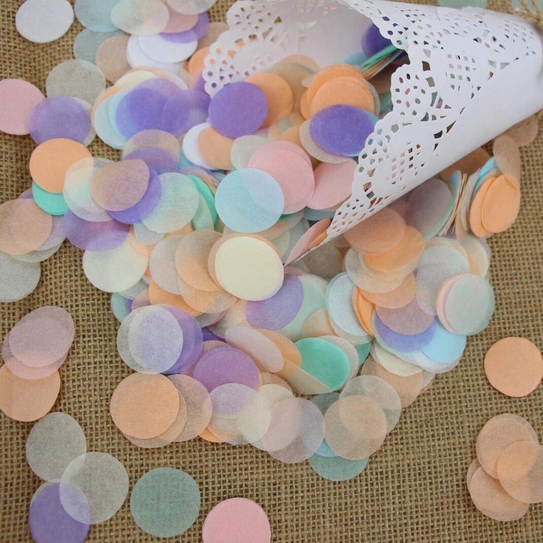 Mybbshower 1 Inch Pastel Tissue Paper Table Confetti Dots for Baby Shower Gender Reveal Birthday Party Decorations 2 oz