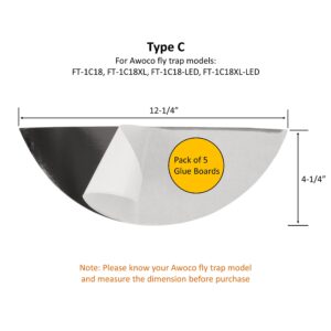 Awoco 5 Packs of Type C Glue Boards for 18 W Wall Mount Sconce Sticky Fly Trap Lamp for Capturing Flying Insects, Flies, Mosquitoes, and Moths (5 Glue Boards)