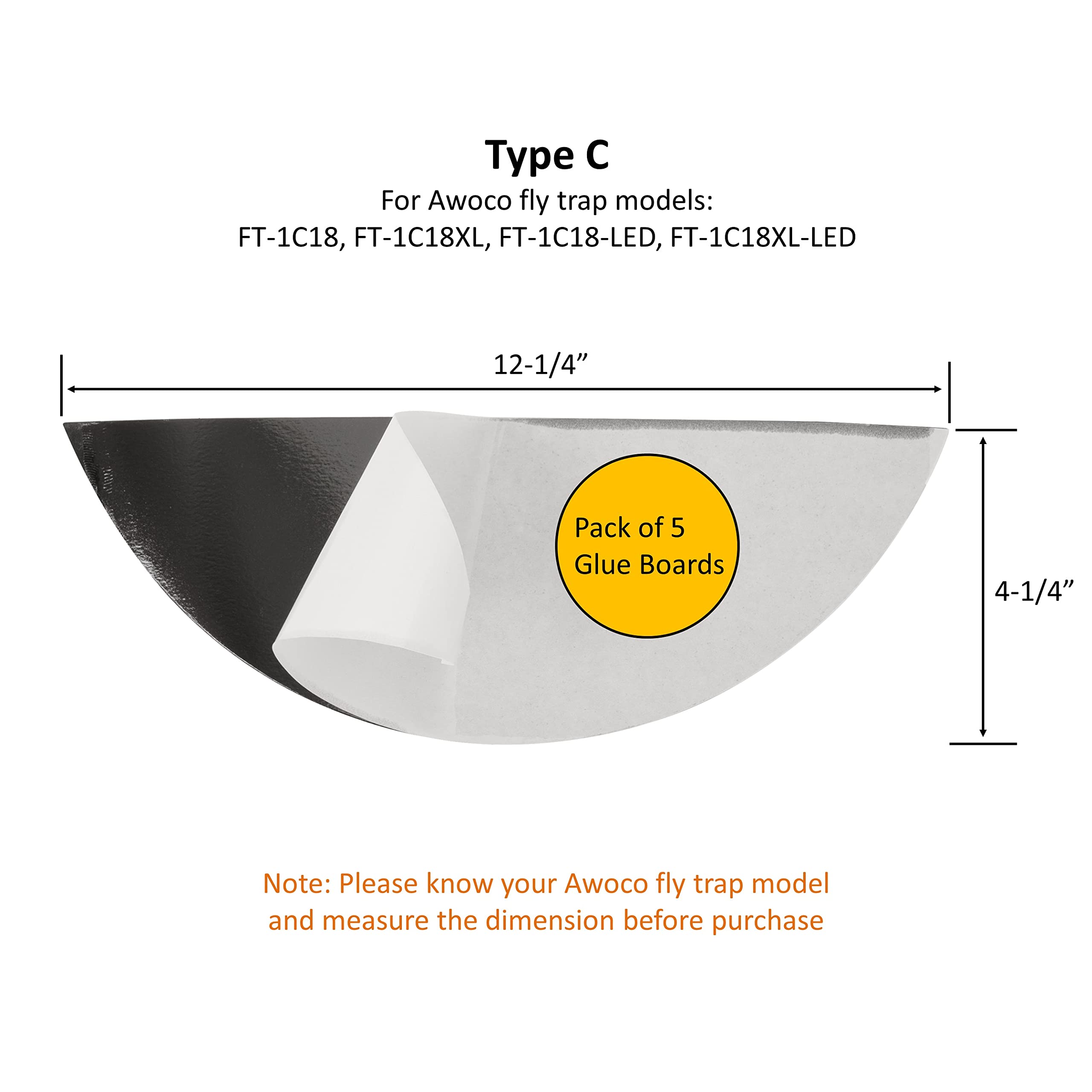 Awoco 5 Packs of Type C Glue Boards for 18 W Wall Mount Sconce Sticky Fly Trap Lamp for Capturing Flying Insects, Flies, Mosquitoes, and Moths (5 Glue Boards)