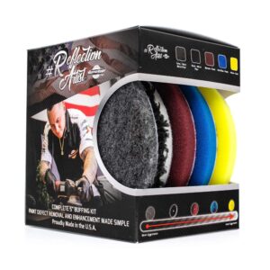 The Rag Company - Buff and Shine Reflection Artist Complete 6" Buffing Kit - Combination of Five Pads, URO line, Easy to Use Combo