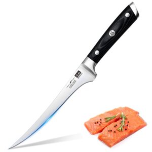 shan zu fillet knife 7 inch- edge deboning fish and meat boning knife, professional super sharp fish knife made of german stainless steel boning knife with full tang handle