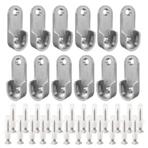 alamic oval closet rod end supports with mounting screws for 15 x 30mm rods - 12 pack